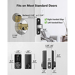Zowill Smart Lock - Keyless Entry Door Lock with APP Control, Touchscreen Keypad Electronic Digital Lock, Auto-Lock, Easy Installation, Smart Deadbolt Lock for Front Door - Matte Black