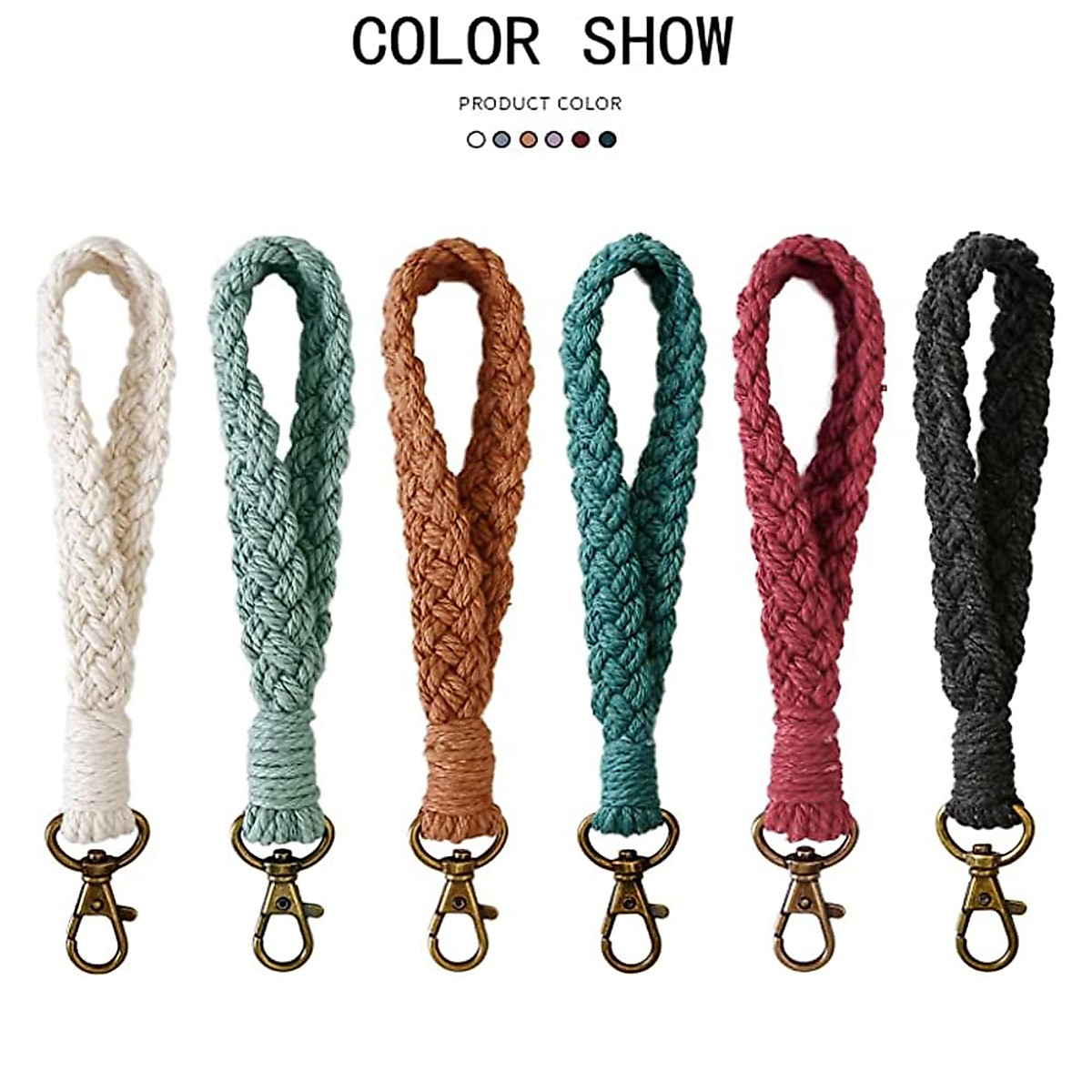 Dannwlot 6pcs Boho Macrame Wristlet Keychain for Women Car Key Holder Lanyard Keyring Strap Wallet Pendant Teacher Mother's Day Gift
