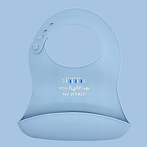 The Dreidel Company Hanukkah Baby Bib Silicone, Cute Baby Bibs for Babies & Toddlers, Unisex, Non Messy (You Light Up My World)