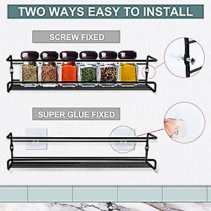 FGSAEOR Spice Rack Organizer, Wall Mounts Space Saving Pantry Organization Storage Shelf, 4-Pack Seasoning Hanging Racks for Kitchen, Cupboard and Cabinets
