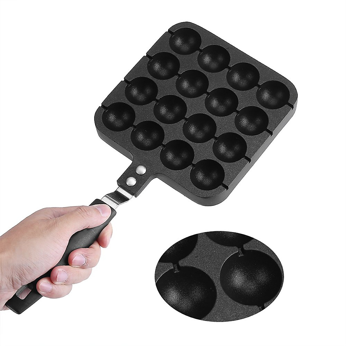 Takoyaki Pan, 16 Holes Takoyaki Pan Home Kitchen 16-Cavity Baking Japanese Octopus Ball Maker Grill Plate Black