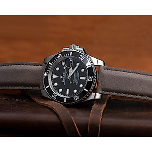 OTTOODY Leather Watch Bands 22mm 21mm 20mm 18mm Quick Release Watch Straps, Classic Top Grain Leather Watch Band for Men Replacement Bands for Watch and Smartwatch,Grey 20mm