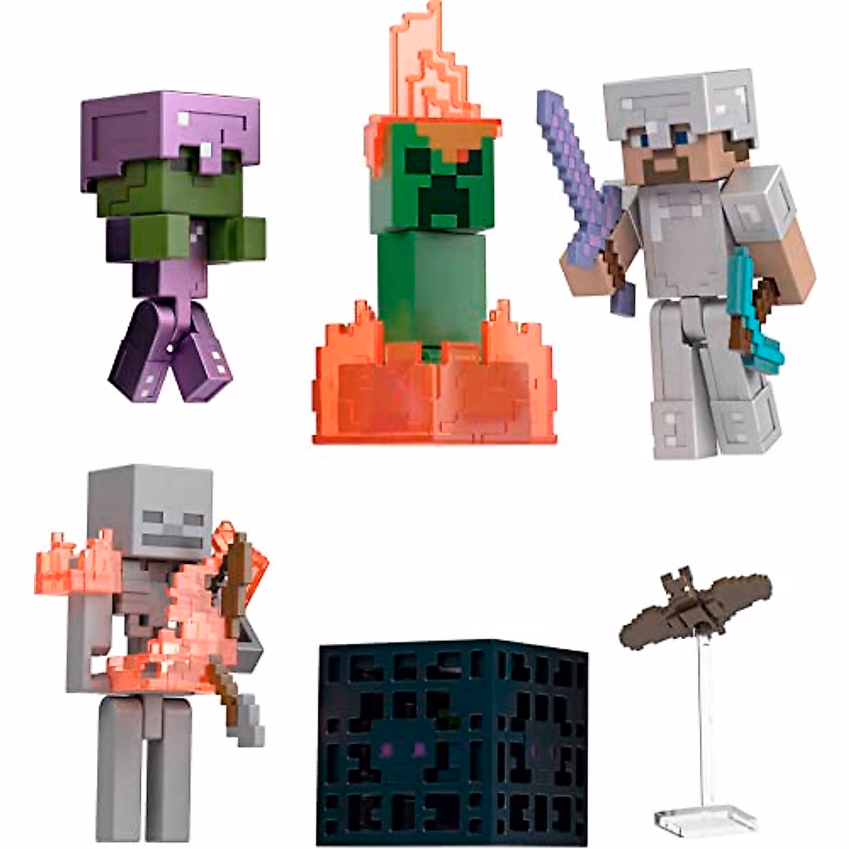 Mattel Minecraft Toys | Story Pack with 4 Action Figures and Accessories | Cave Conflict with Steve and Skeleton | Collectible Gift for Kids (Amazon Exclusive)