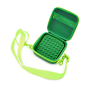 CASEMATIX Green Toy Box Travel Case Compatible with Leapfrog Rockit Twist Handheld Learning Game System - Includes Adjustable Shoulder Strap, Accessory Storage and Rubber Frog Keychain - CASE ONLY