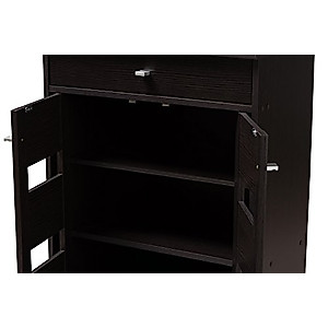 Baxton Studio Oullins Shoe Cabinet, Wenge Dark Brown