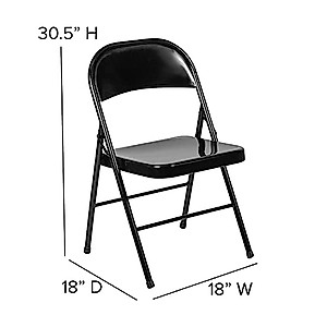 Flash Furniture 4 Pack HERCULES Series Double Braced Black Metal Folding Chair