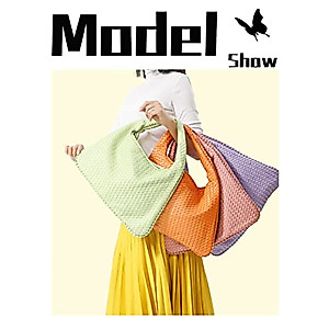 Woven Tote Handbags For Women Large Capacity Vegan Leather Shoulder Top-Handle Travel Shopper Bag Ladies Fashion Underarm Bag Yellow