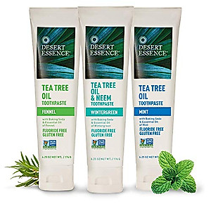 Desert Essence Tea Tree Oil Toothpaste - Mint - 6.25 Oz - Refreshing Taste - Deep Cleans Teeth & Gums - Helps Fight Plaque - Sea Salt - Pure Essential Oil - Baking Soda - Promotes Healthy Mouth