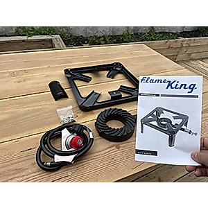 Flame King Heavy Duty 100,000 BTU, 0-20 PSI, Turkey Fryer Single Propane Burner Bayou Cooker, Outdoor Stove for Home Brewing, Maple Syrup Prep, Cajun Cooking