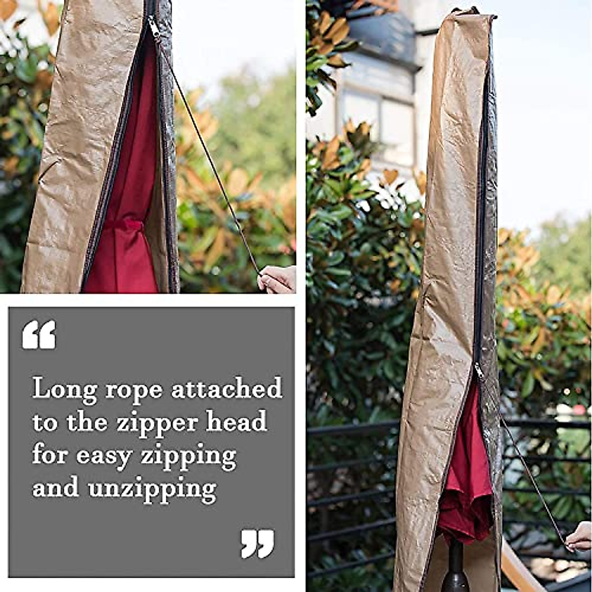 Abba Patio Offset Umbrella Cover, Patio Cantilever Umbrella Cover for 9-11 Ft Outdoor Umbrella, Market Umbrella/Parasol Cover with Zipper and Waterproof, Brown