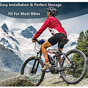 AaiLucky Bike Repair Tool Kit with Mini Bicycle Pump, Bicycle Saddle Bag with Tail Light, 16-in-1 Bike Multitool, Bicycle Tire Repair Kit for Road MTB Bikes, Large Capacity Bike Set Pack Bag