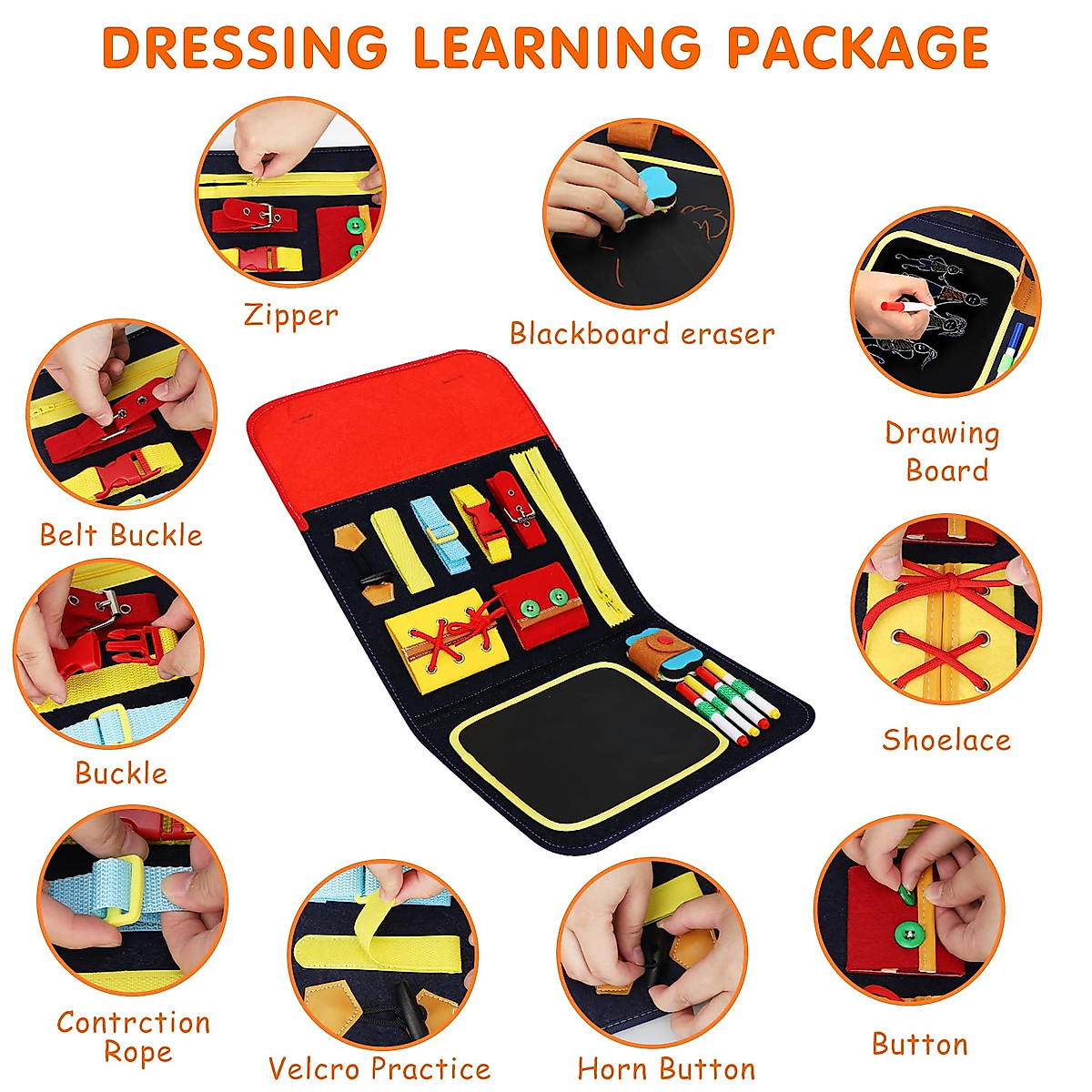 TOY Life Busy Board - Montessori Busy Board for 3 4 5 6 Year Old - Sensory Board Toys for Toddler - Activity Board - Montessori Toys - Educational Early Learning Toys - Travel Toys Toddler Busy Board