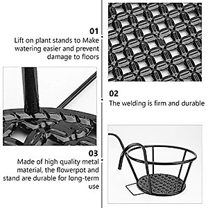 Yardwe Over The Rail Flower Pot Holder for Railings Planter Iron Fence Planters Hanging Planter Pot Container 16.5x10.5x20cm (Black)