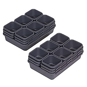 TENABORT 32 Pack Interlocking Desk Drawer Organizer Tray Dividers Plastic Shallow Narrow Drawers Organizers Separators Storage Bins Container for Kitchen Bathroom Makeup Office Vanity Dresser