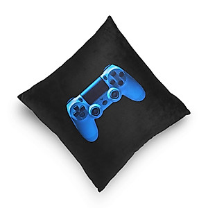 Video Game Joystick Gamepad in Blue Neon Lights Isolated on Black Square Pillowcase Cushion Cover, Soft Breathable Bed Pillow Case Cover for Couch Home Sofa Bedroom Office Car Decor 20x20 inches