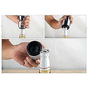 Honbay 2 Pack Beer Bottle Opener with Magnetic Cap Catcher,Silver