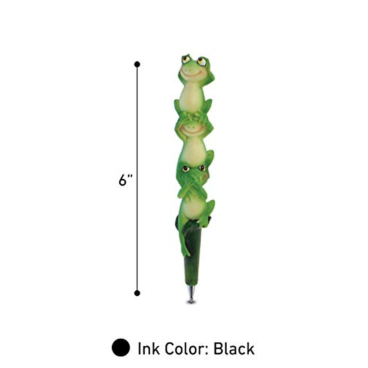 Planet Pens Three Wise Frogs Novelty Pen - Cute Fun & Unique Kids & Adults Ballpoint Pen, Colorful Animal Writing Pen Instrument School & Office Desk Decor