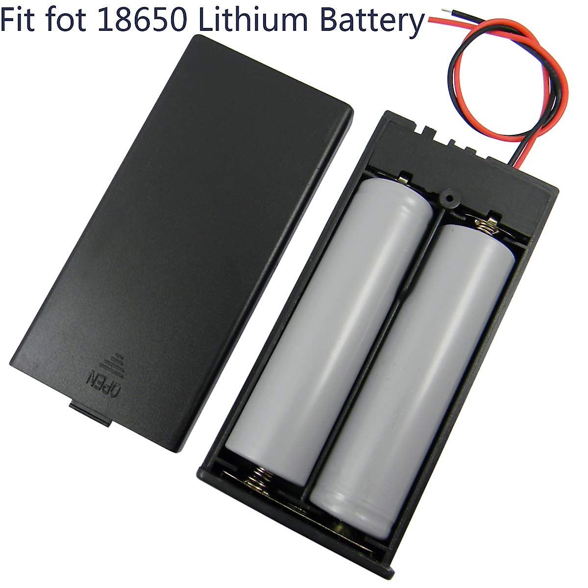 QY 3Set Black 18650 Lithium Battery Holder Case Storage Box with Thicker Wires and ON/Off Switch