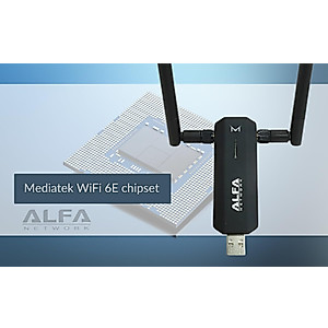 ALFA AWUS036AXM WiFi 6E USB 3.0 USB Adapter, AXE3000 Tri-Band 6Ghz/5.8GHz/2.4GHz, Wireless Gigabit Speed (Up to 3Gbps)