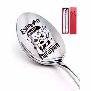 Advivio Funny Engraved Stainless Steel Espresso Spoons for Coffee Lovers Gifts, Harry Potter Easter Basket Coffee Ice Cream Spoop for Bookworms, Harry Potter Fans Thanksgiving Graduatiod Gifts