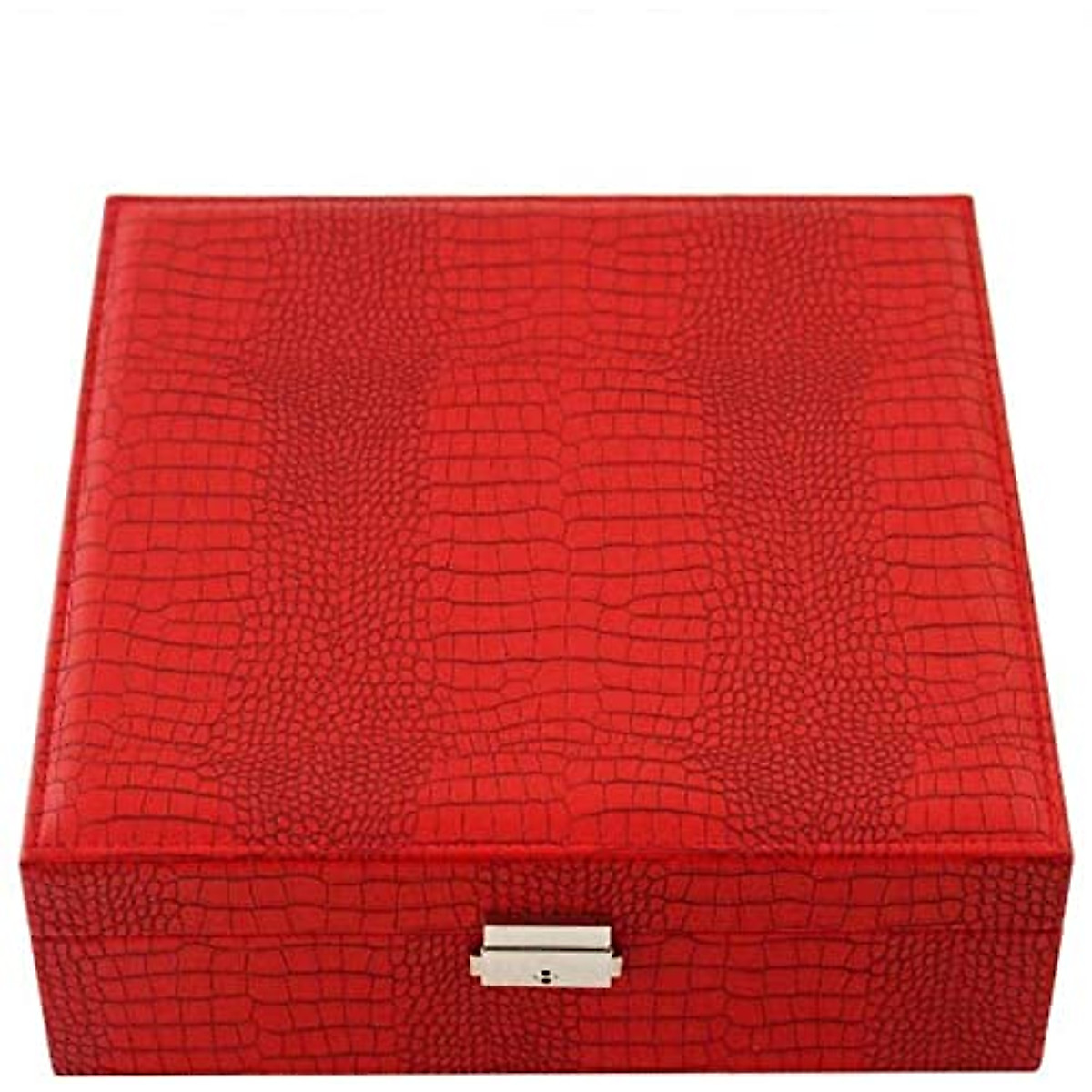 ZZYINH AN207 PU Exquisite Leather Jewlery Box Watch Box with Lock Packaging Jewlery Boxes Earrings Rings Bracelet Display Holder Case Small Jewelry (Color : Red)