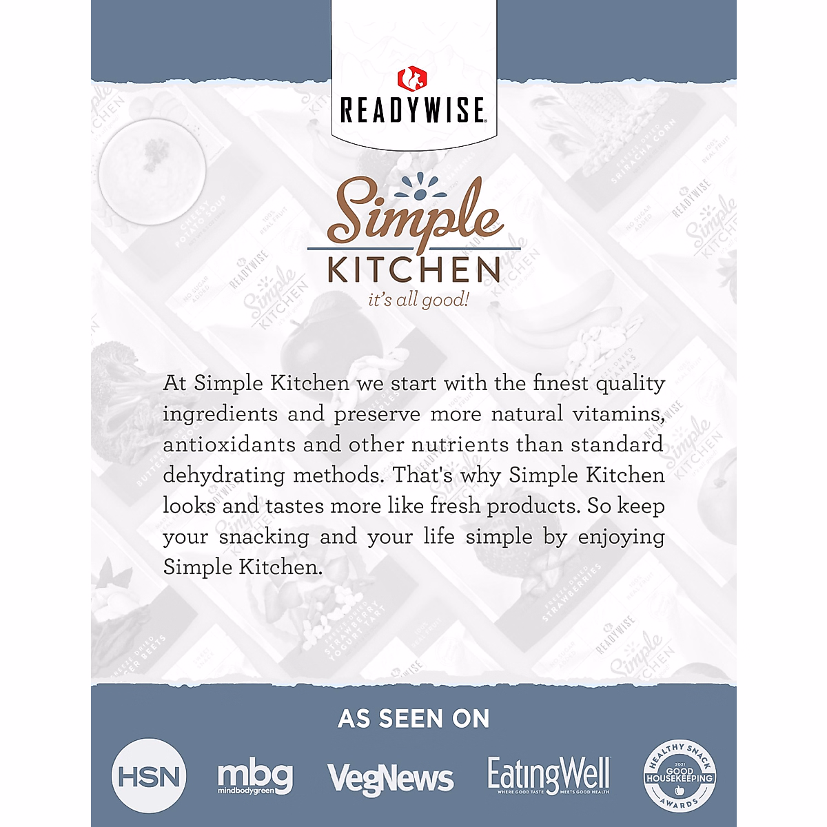 READYWISE - Simple Kitchen, Freeze-Dried Blueberries & Yogurt, Pack of 1 Vegetarian, Gluten Free, Snacks, Blueberries, Yogurt, Dried Fruit, Pre Workout, Healthy Snacks, Camping, Survival Food