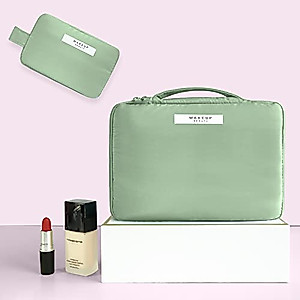 Noozion Clear Frosted Makeup Bag 3 Pieces Toiletry Bag Portable Cosmetic Pouch Travel Organizer Water-resistant Translucent Purse for Women and Girls (Green)