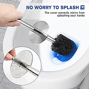 Toilet Brush and Holder, Toilet Brush 304 Stainless Steel, Toilet Bowl Brush for Bathroom Toilet-Ergonomic, Elegant,Durable