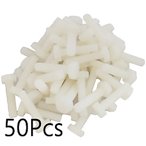 NACX M6 x 25mm Nylon Hex Head Cap Screws Bolts, Full Thread, Metric, 50Pcs
