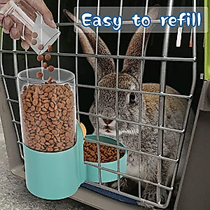 Rypet Rabbit Automatic Feeder, 35oz Hanging Automatic Bunny Food Dispenser with Lid for Small Animals,Guinea Pig, Rabbit, Ferret