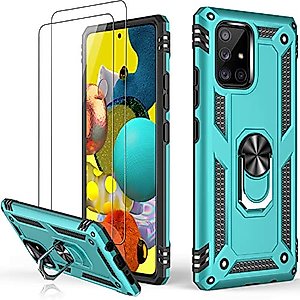 LUMARKE Galaxy A51 5G Case,Pass 16ft. Drop Tested Military Grade Cover with Magnetic Ring Kickstand Compatible with Car Mount Holder,Protective Phone Case for Samsung Galaxy A51 5G Teal