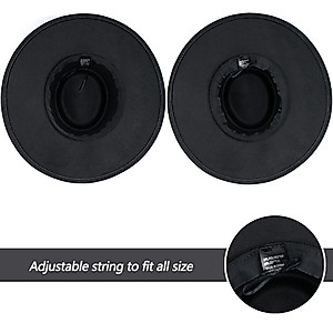 Wide Brim Panama Fedora Hat - Warm Felt Flat Top Pork Pie Cap for Women Men (Size:M/L) (US, Alpha, Medium, Large, Black)