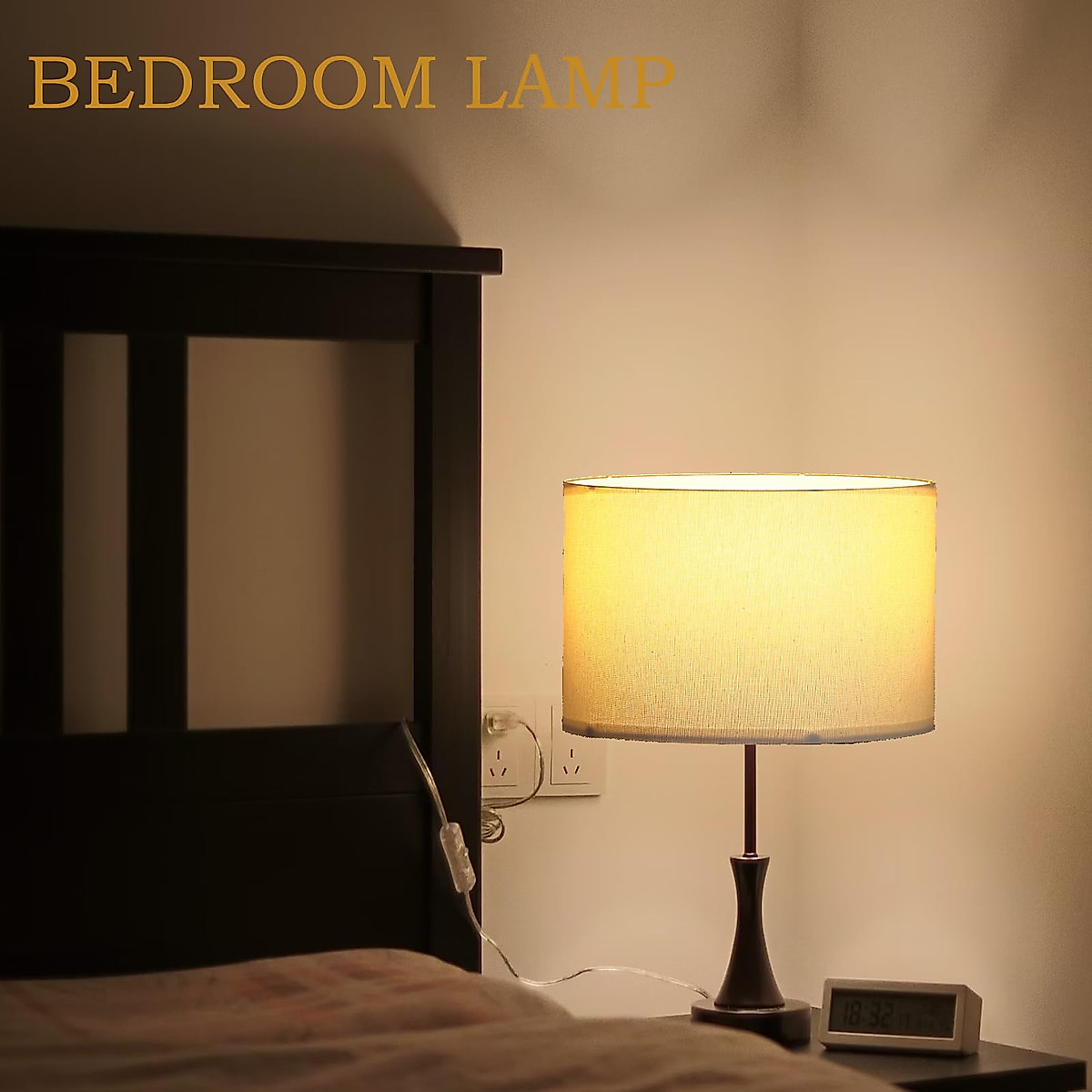 Drum Lamp Shade, Natural Round Linen Lamp Shades for Floor Lamp Replacement, Small Fabric Cylinder Decorative Lampshade with E27 Adapters for Table Lamp Bedside Lamp Chandeliers(White)(1.65" Spider)