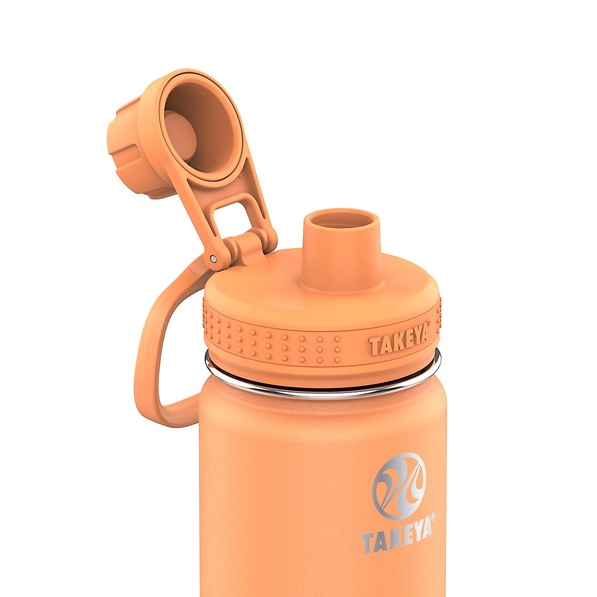 Takeya Actives 18 oz Vacuum Insulated Stainless Steel Water Bottle with Spout Lid, Premium Quality, Tart Orange