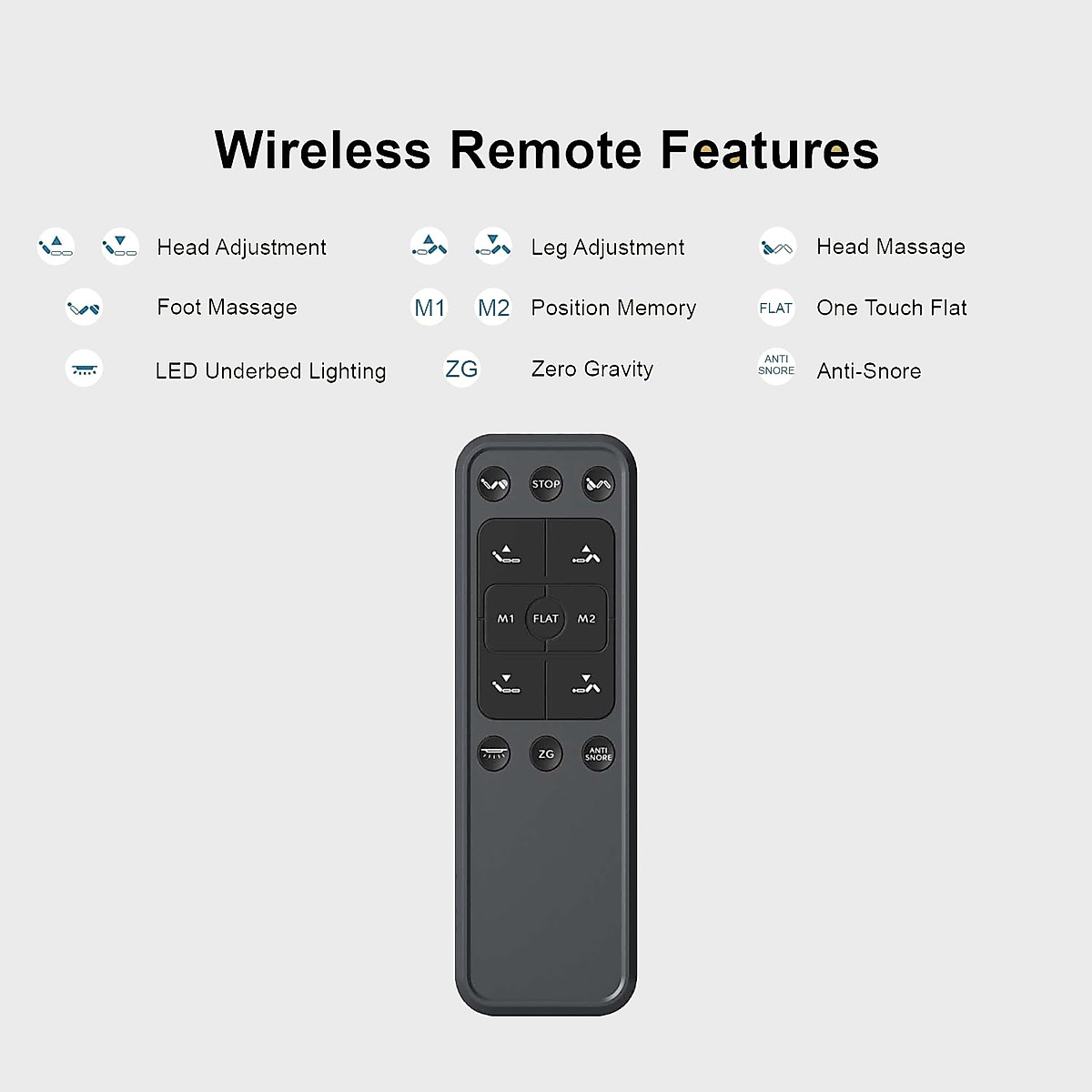 Irvine Home Collection King Adjustable Base with 12 Inch Gel Memory Foam Mattress | Dual Massage | Underbed Light | Wireless Remote | USB Ports | Zero Gravity