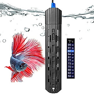WELOMELO 300W / 500W Submersible Fish Tank Heating Rod, Temperature Adjustable Fish Tank Heating Rod/Ultra Short Fish Tank Heating Rod with 2 Suction Cups-500W