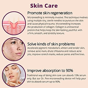 Dr. Pen Ultima A10 - Authentic Multi-Function Wireless Derma Beauty Pen - Trusty Skin Care Tool Kit for Fast Results - 0.25mm 12pins х2 + 36pins х2 + Round Nano x2