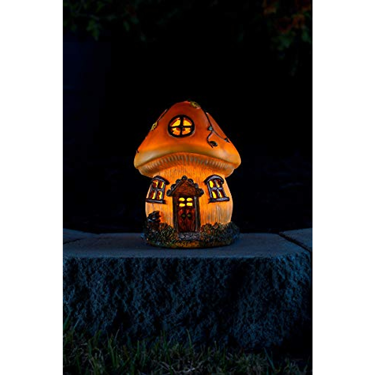 VP Home Tree Trunk Fairy House Solar Powered LED Outdoor Decor Garden Light & Mushroom Fairy House Solar Powered Outdoor Decor LED Garden Light