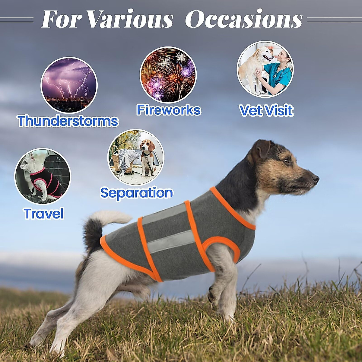MIGOHI Dog Anxiety Vest,Soft Dog Anxiety Relief Coat,Calming Vest Wrap for Thunderstorm,Fireworks,Travel and Separation,Anxiety Relief for Dogs,Dog Firework Anxiety Relief for Small Dogs,XS,Gray