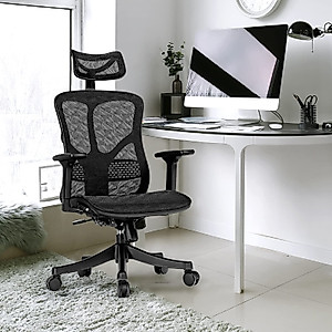 Ergonomic Office Chair, High Back Office Chair with Adjustable Lumbar Support Comfortable Thick Cushion Computer Desk Chair Wide Headrest & Reclining Task Chair 3D Armrest Ergonomic Chairs