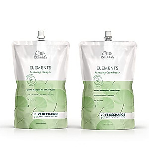 Wella Professionals Elements Renewing Shampoo + Conditioner Set, Sulfate & Silicone Free, Instant Detangling, For All Hair Types, Liter Sizes