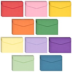 HANSGO 100PCS Gift Card Envelopes, 10 Assorted Colors Mini Envelopes with Gummed Closure Business Card Envelopes Tiny Pocket Envelopes for Small Note Cards, 4 x 2.7 Inches