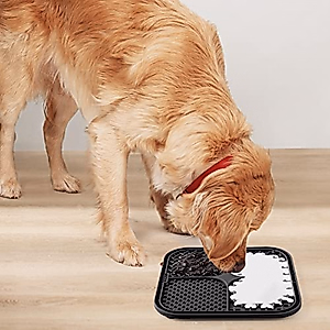 Coomazy Lick Mat for Dog and Cat, Slow Feeder & Non-Slip Design, Boredom and Anxiety Reducer, Suitable for Yogurt, Peanut Butter and Liver Paste, BPA-Free, Non-Toxic, Black, 2-Packs, L
