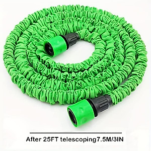 Expandable Garden Hose 100ft-Water hose, 7 Function Nozzle,Light weight,For gardening, car washing, pets, outdoors. (Green)