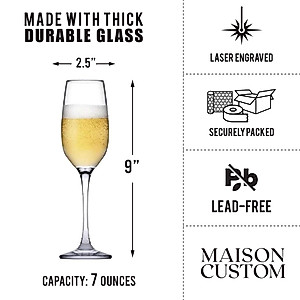 Set of 2 Custom Champagne Flutes - Customized Wedding Champagne Glasses - Personalized Bride & Groom Champagne Flutes for Mr & Mrs - Champagne Coupe Glasses - Unique Wedding Gift Idea - 6 Designs