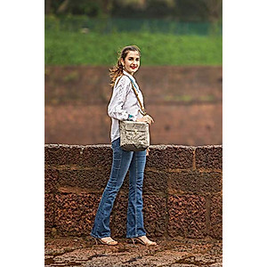 Myra Bag Ormos Upcycled Canvas & Cowhide Leather Shoulder Bag S-1255