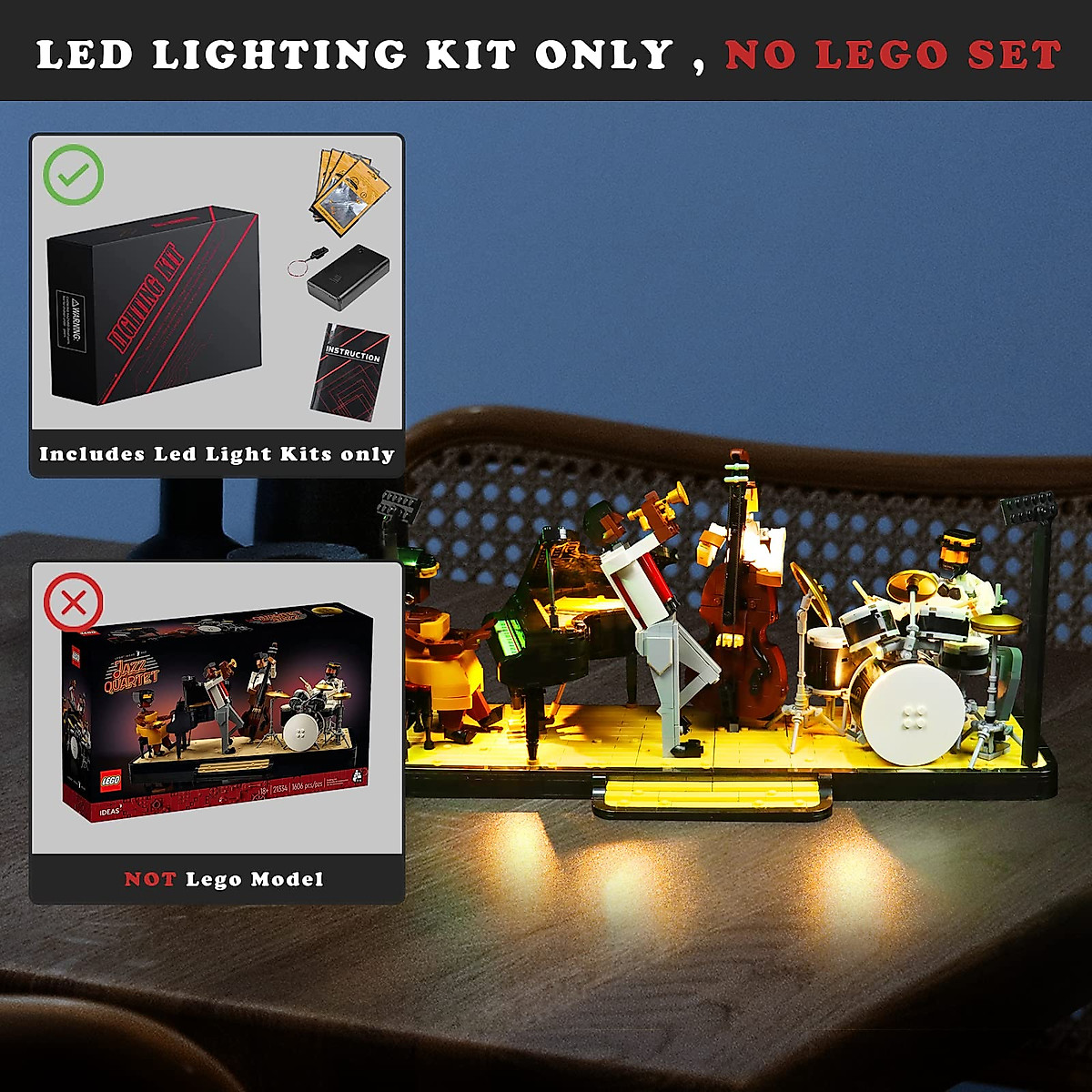 Xunsan LED Light Kit for Lego Jazz Quartet 21334 Building Blocks, Lighting Kit Designed for Lego 21334 Set, Standard Version - NOT Included Lego Model