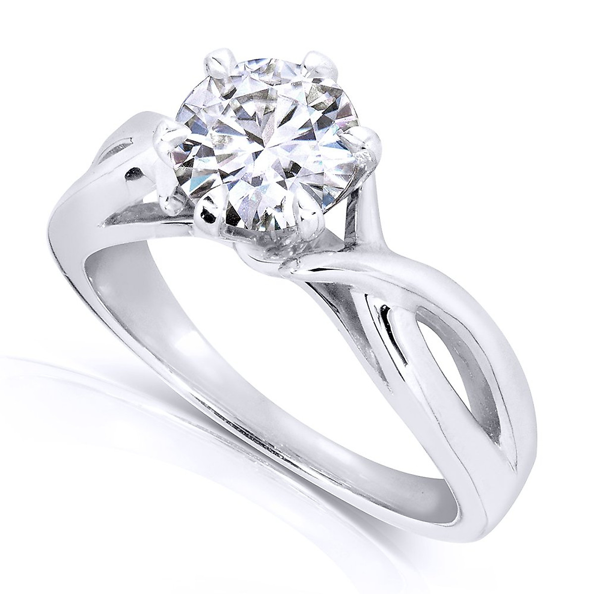 Kobelli Round Moissanite Solitaire Engagement Ring 1 CTW 14k White Gold, Size 5