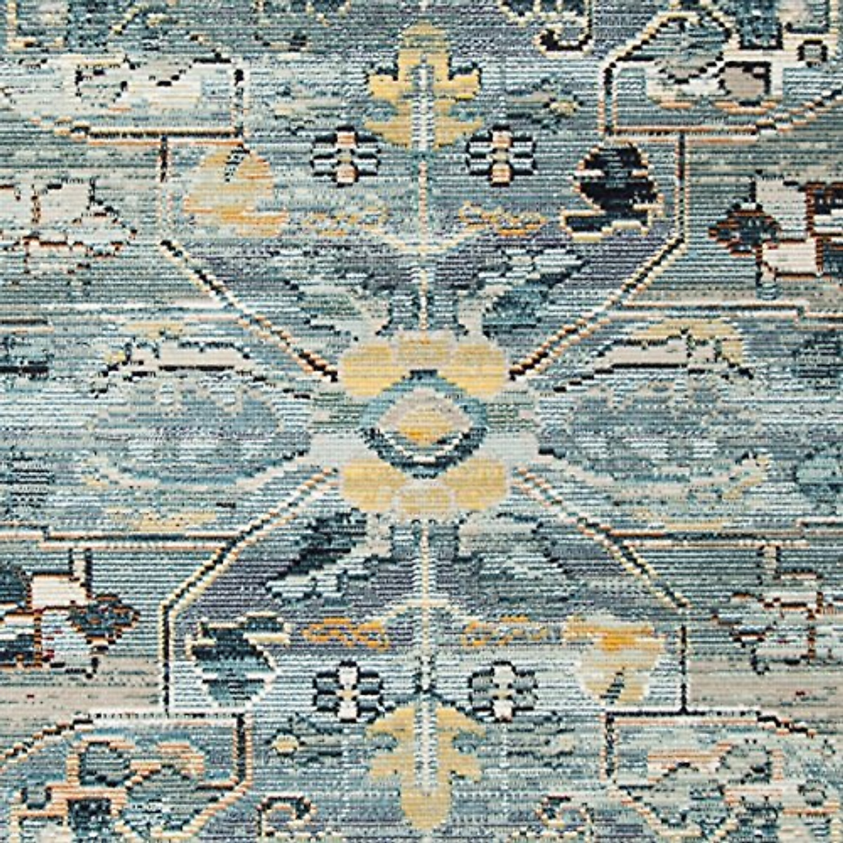 SAFAVIEH Crystal Collection 8' x 10' Teal / Purple CRS503D Boho Chic Oriental Medallion Distressed Non-Shedding Living Room Bedroom Dining Home Office Area Rug