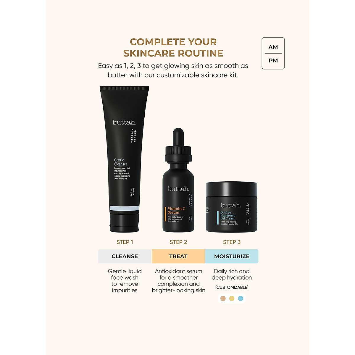 Buttah Skin by Dorion Renaud Oil-Free Hyaluronic Gel Cream 2oz - Daily Moisturizer - Hyaluronic Acid for Deep Hydration - AM & PM Moisturizer - Naturally Based Skin Care - Black-Owned Skincare